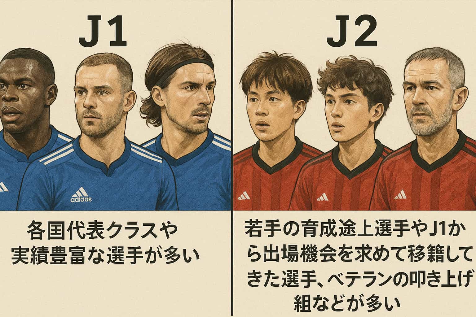 J1とJ2の違いとは？営業収入、観客動員数、スタジアム規模、放映権料など徹底比較 | フットボール戦士