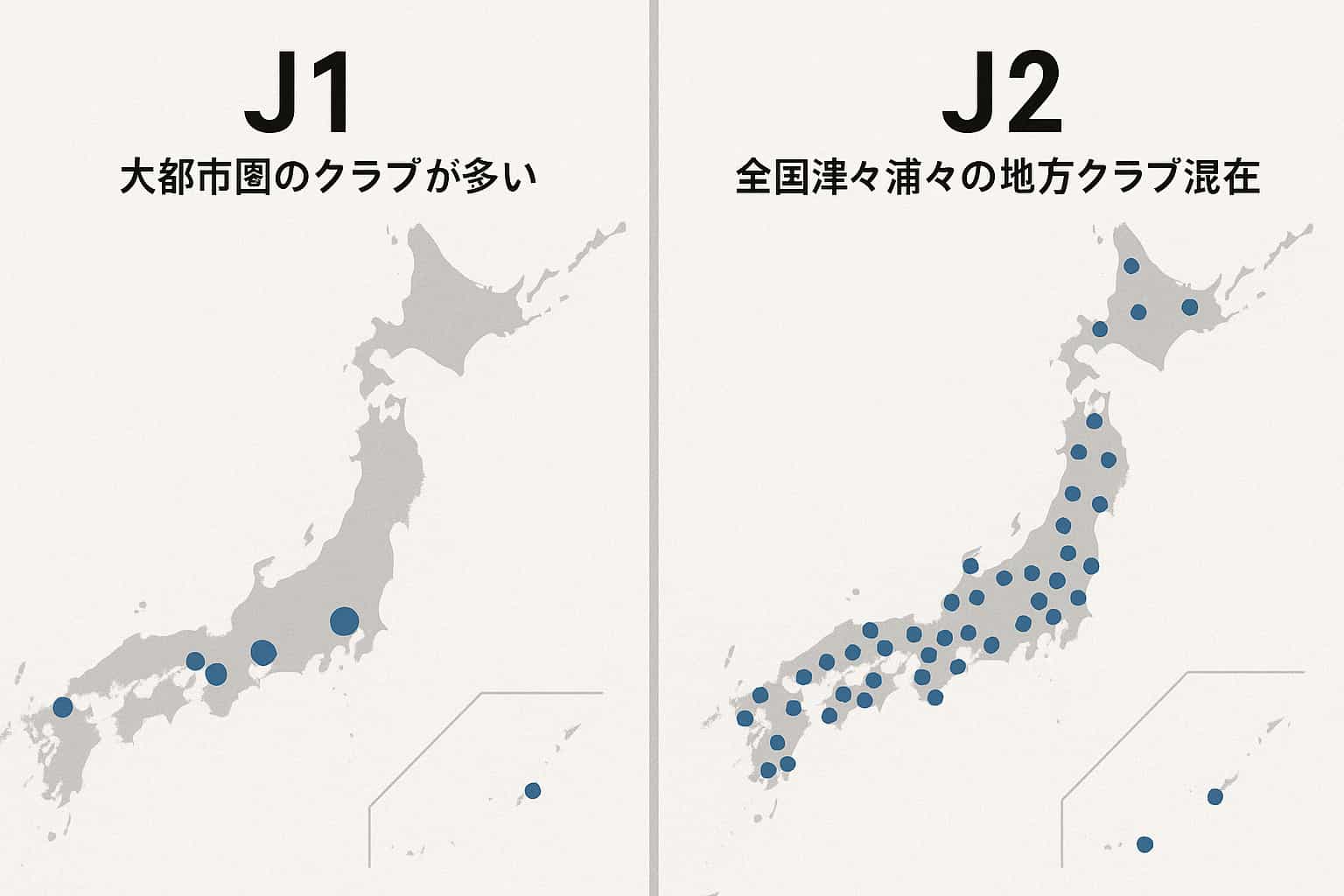 J1とJ2の違いとは？営業収入、観客動員数、スタジアム規模、放映権料など徹底比較 | フットボール戦士